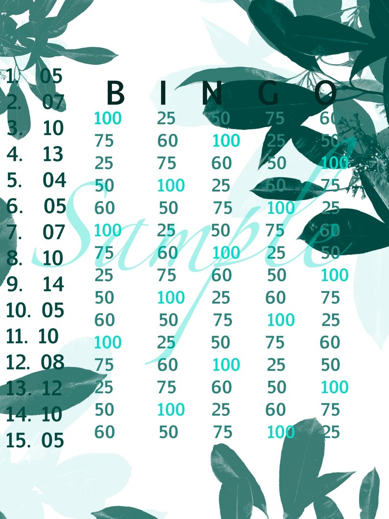 Digital Download Leaf Bingo - Etsy