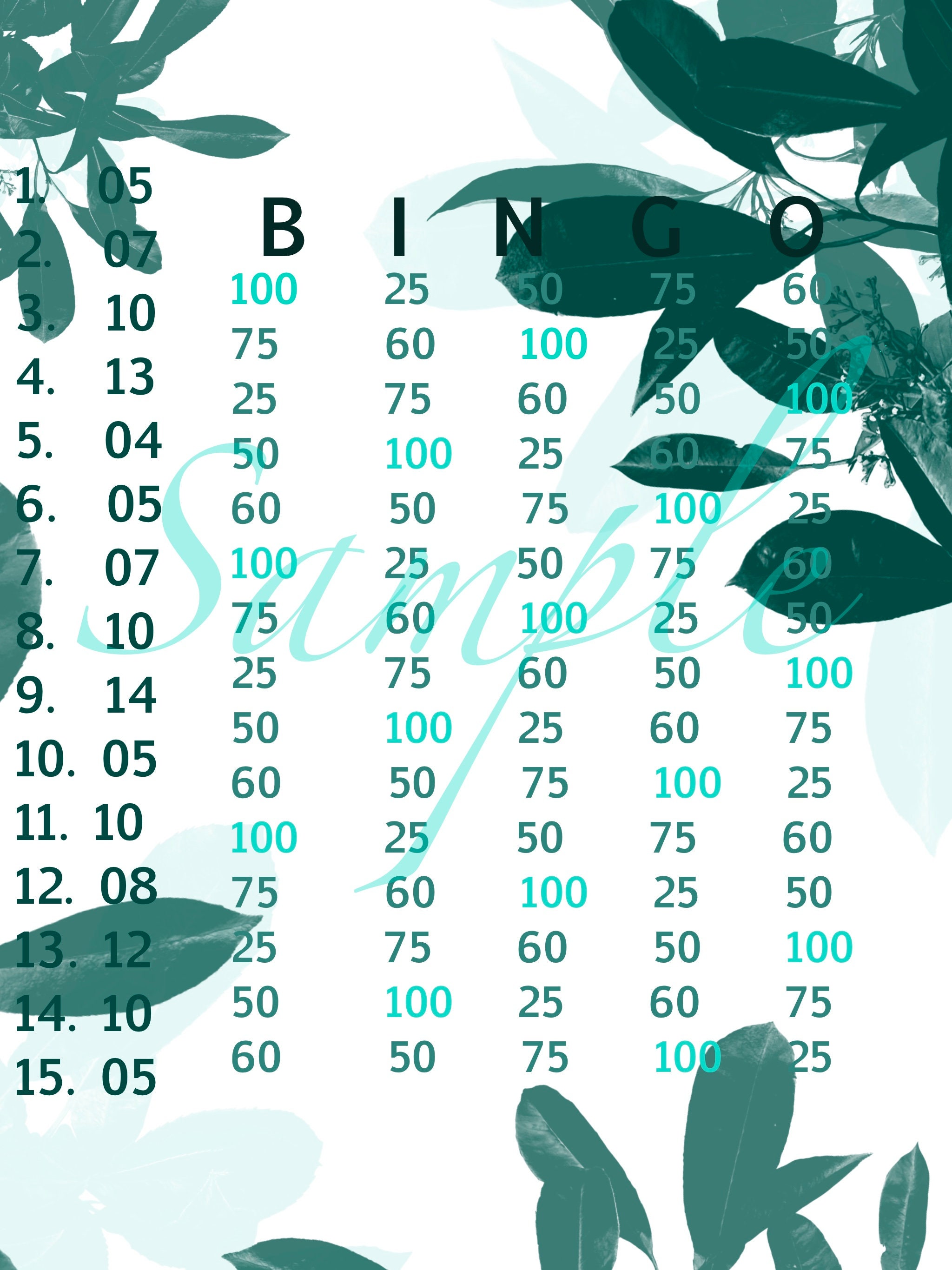 Digital Download Leaf Bingo - Etsy