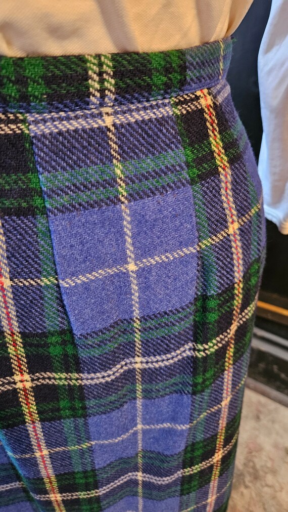 1960s Periwinkle/green Wool A Line Skirt - Gem