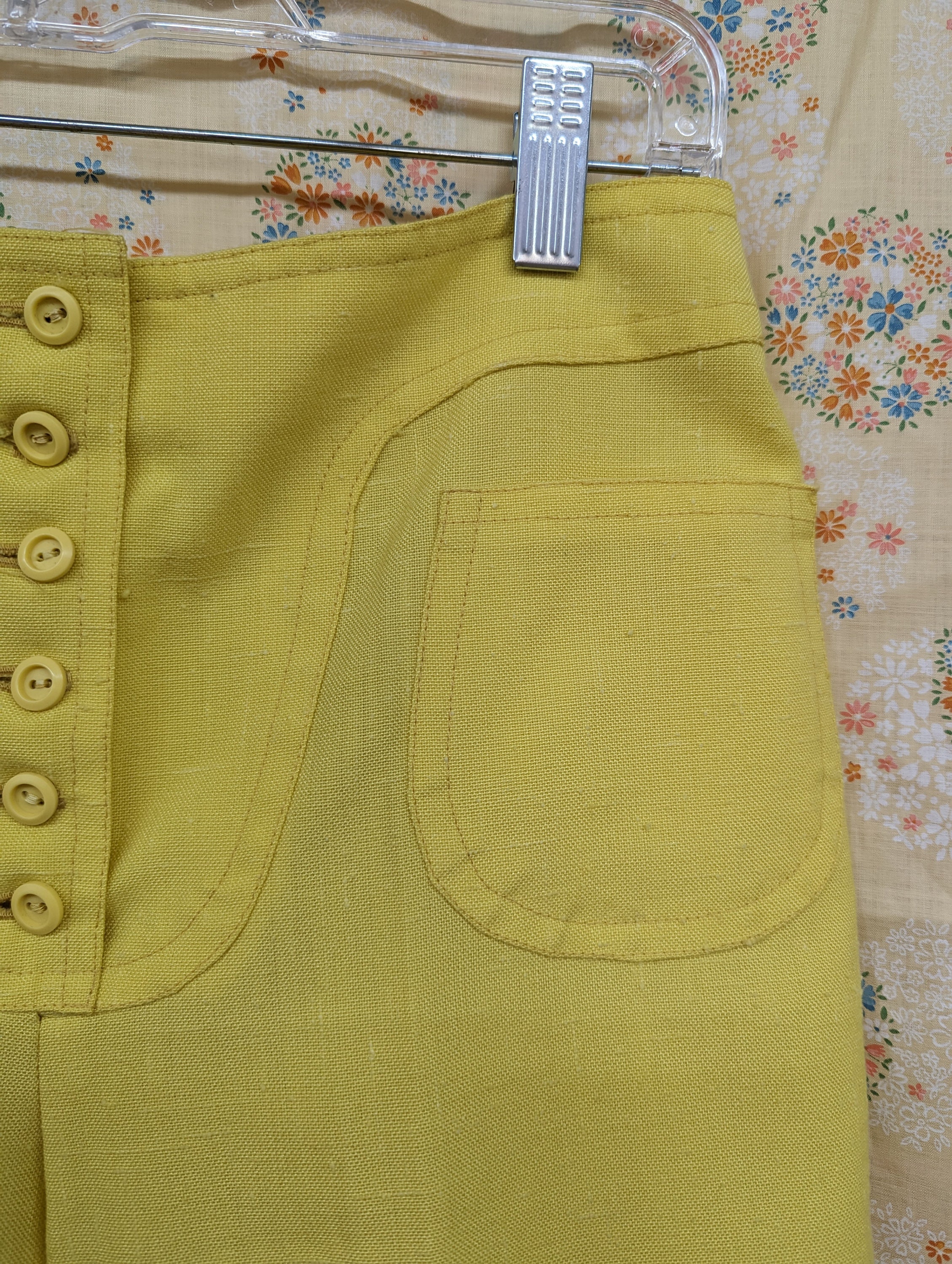 1970s Yellow Linen Bell Bottoms Button Front - Etsy
