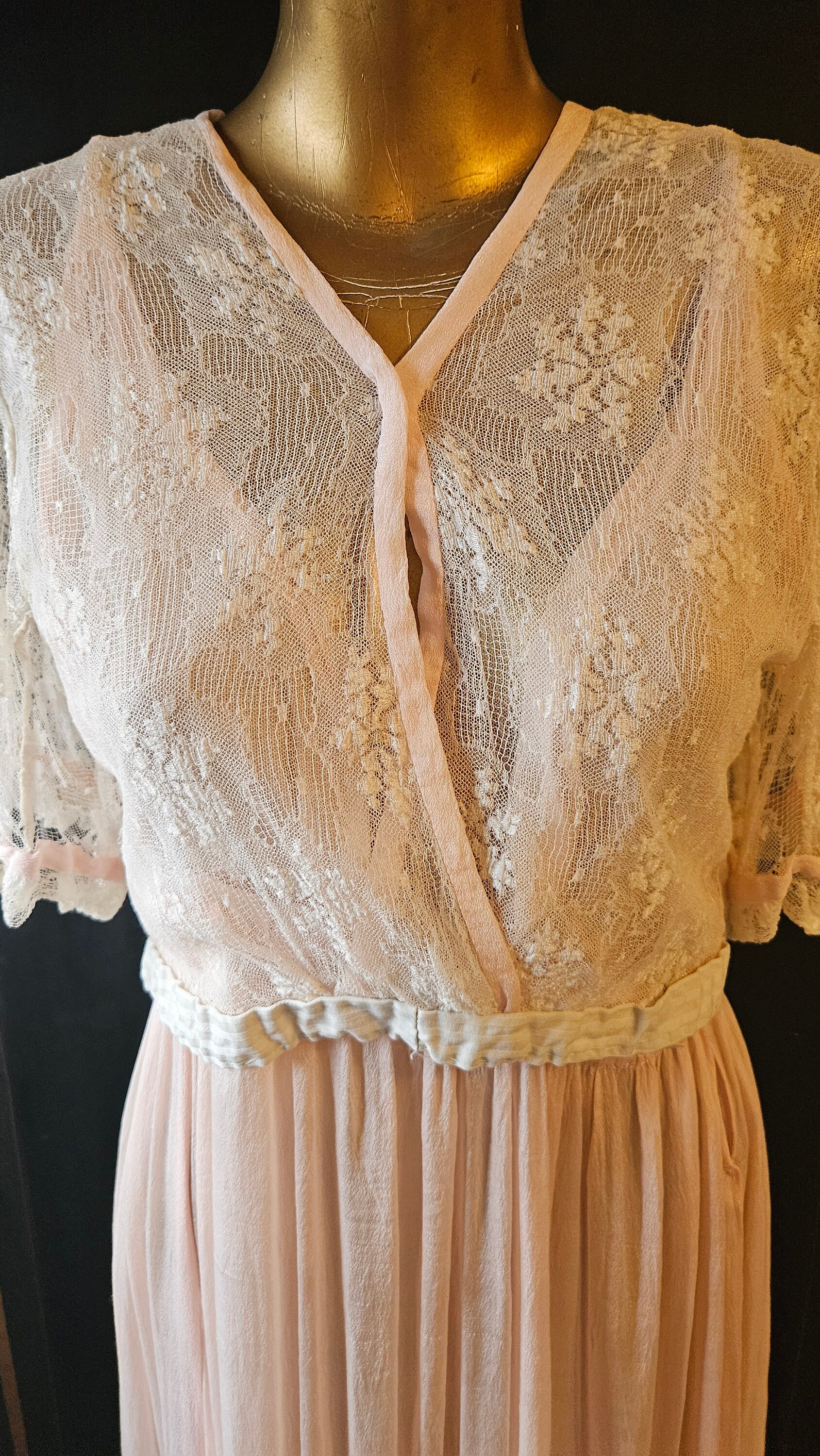 1920's Pink Silk Boudior Dress With Lace Jacket - Etsy