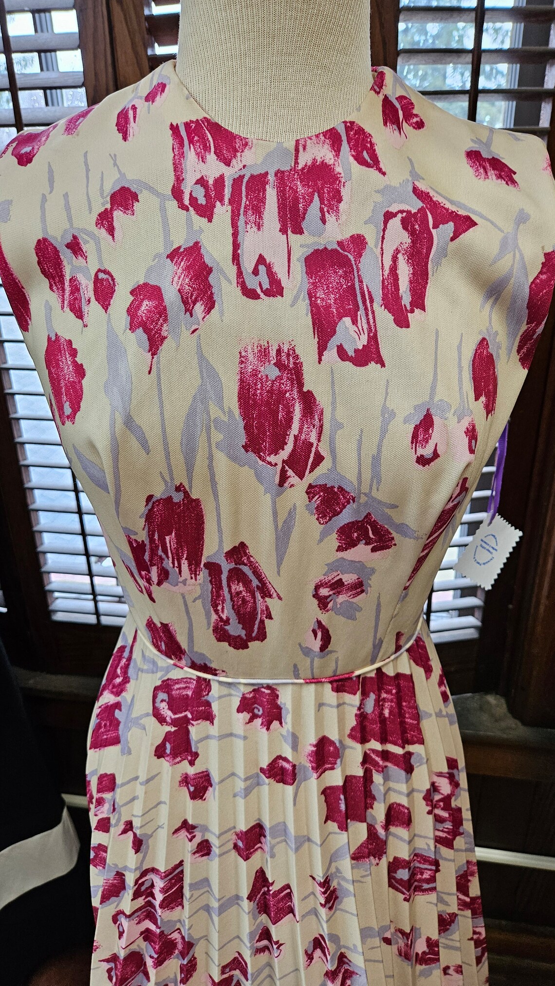 1970s Rose Print Polyester Gown - Etsy