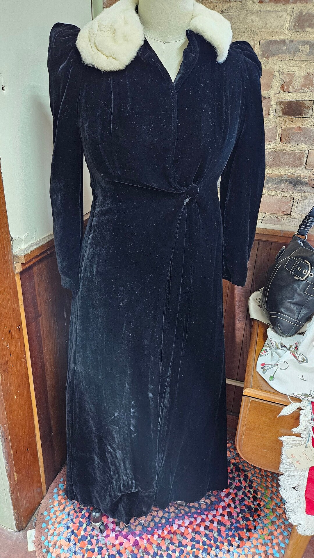 1940s Velvet Opera Coat With Rabbit Fur Collar - Etsy