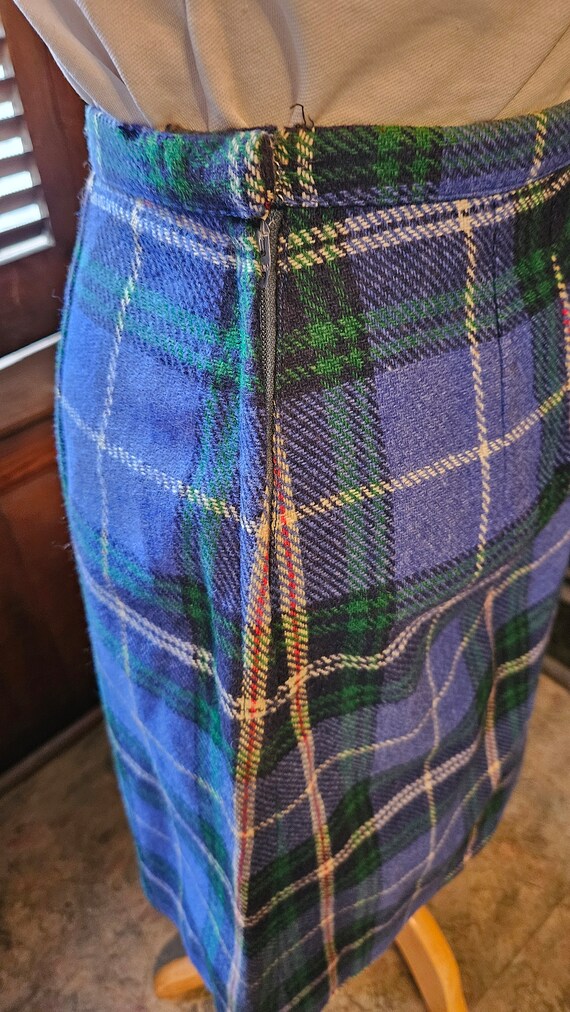 1960s Periwinkle/green Wool A Line Skirt - Gem