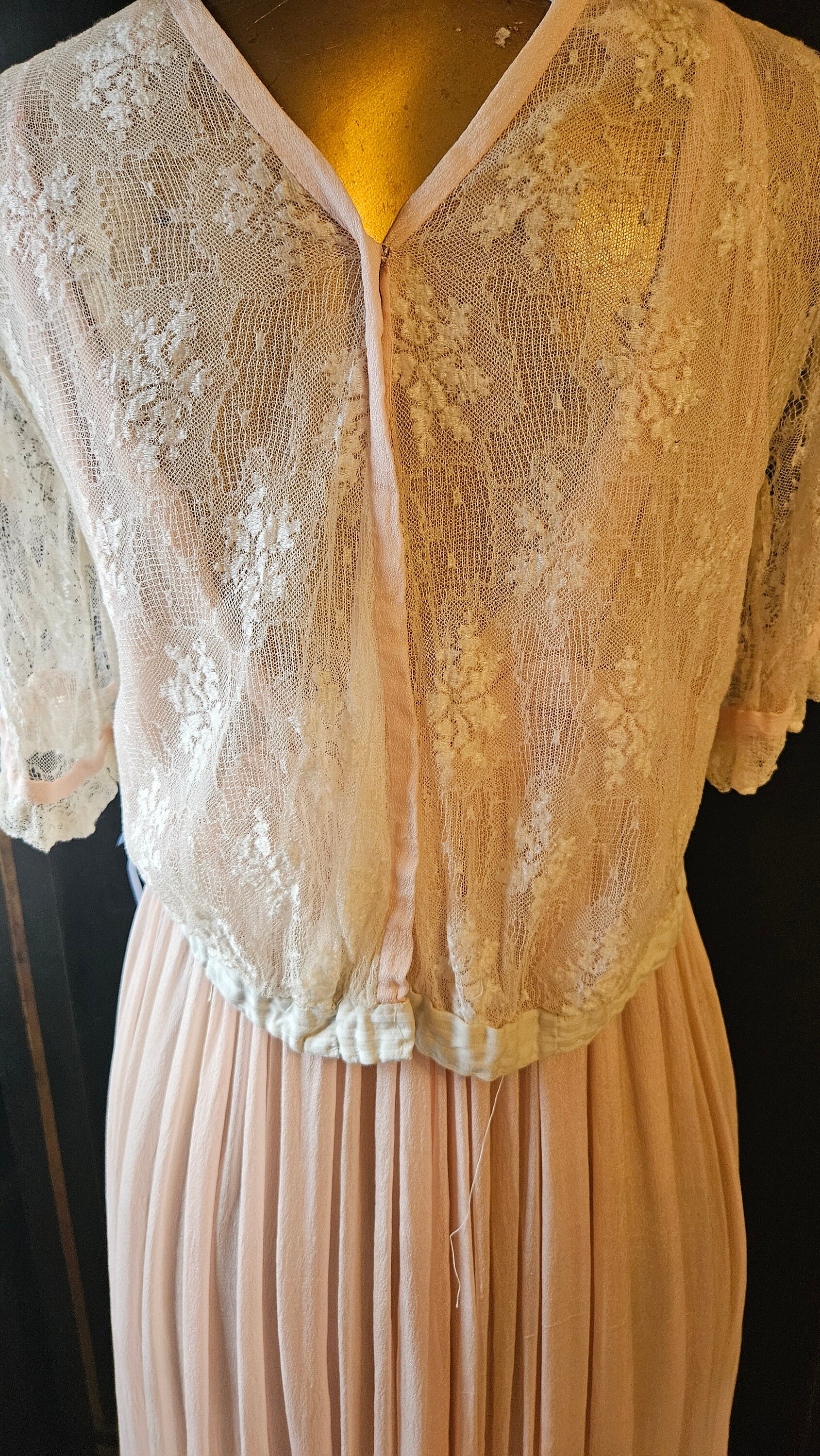 1920's Pink Silk Boudior Dress With Lace Jacket - Etsy