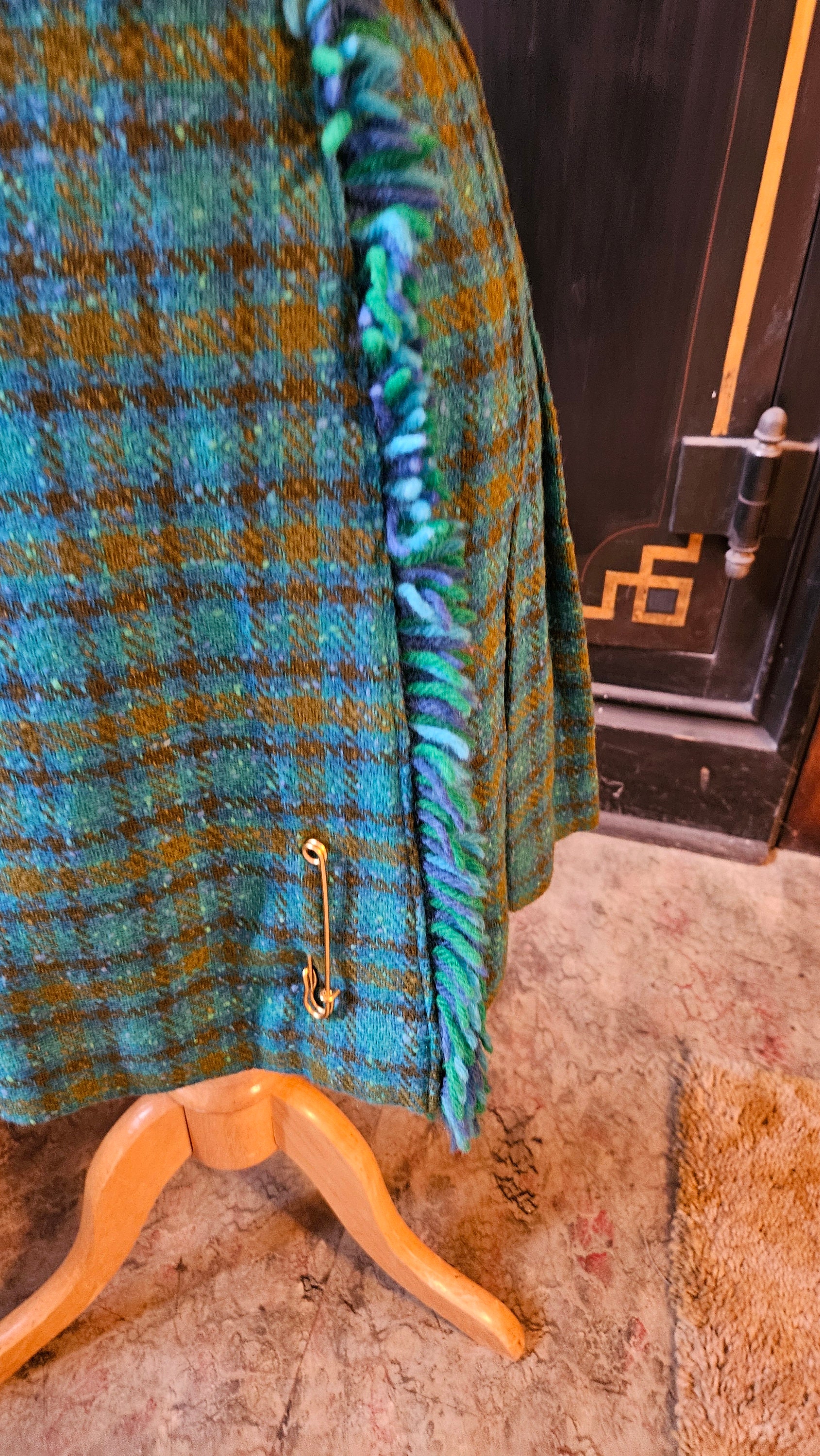 1960's Teal/olive Kilt Style Wool Skirt - Etsy