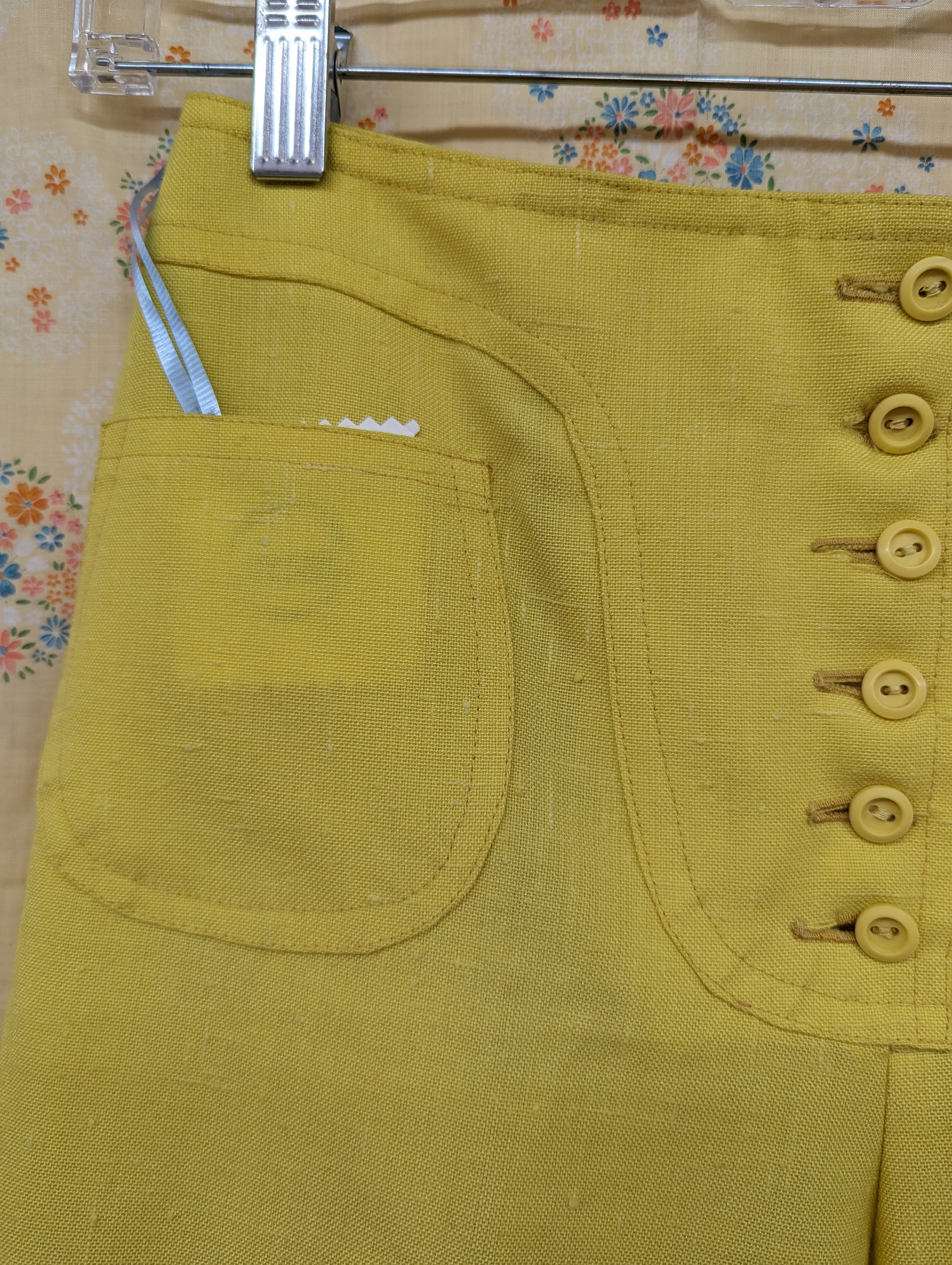 1970s Yellow Linen Bell Bottoms Button Front - Etsy