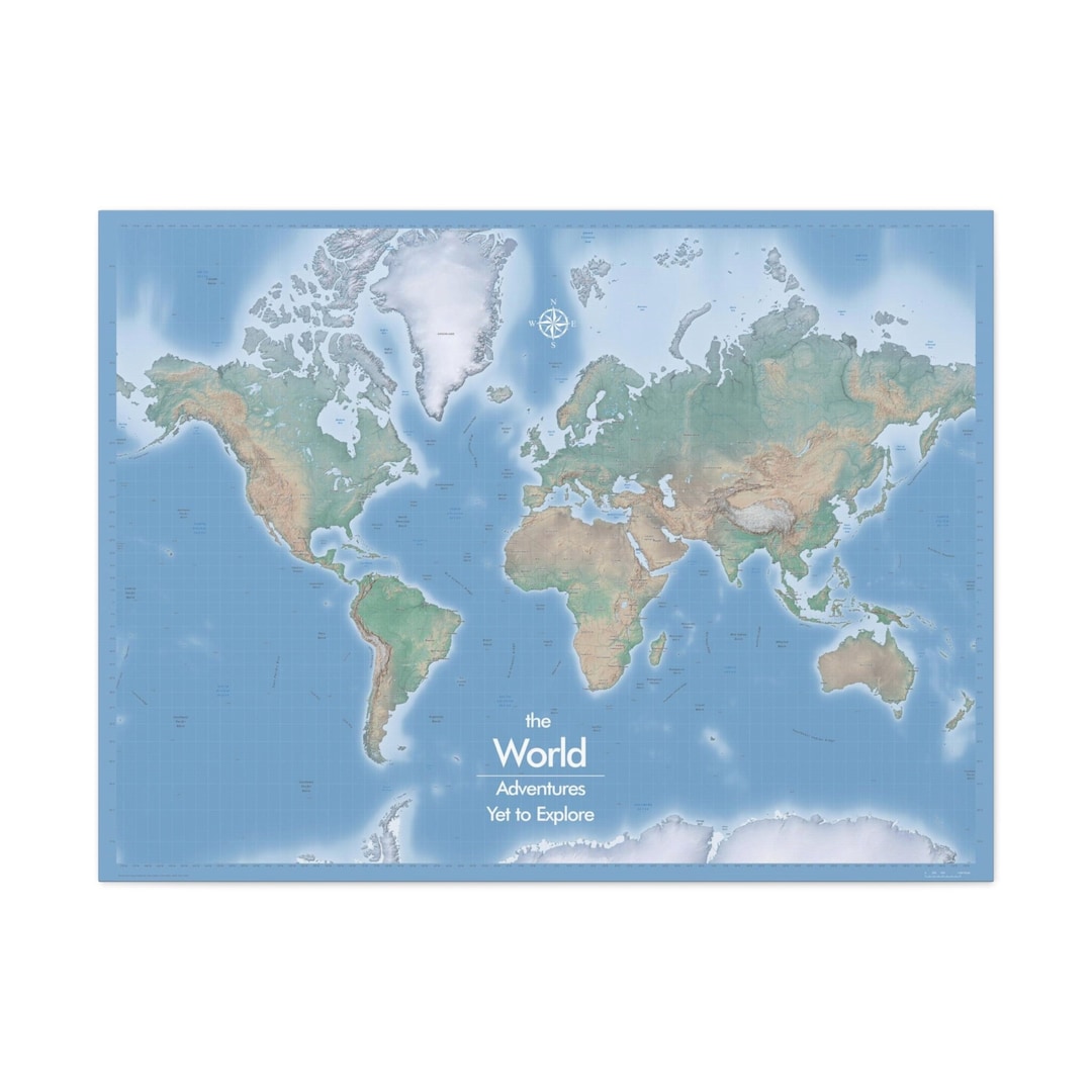 Terrain World Map - Etsy