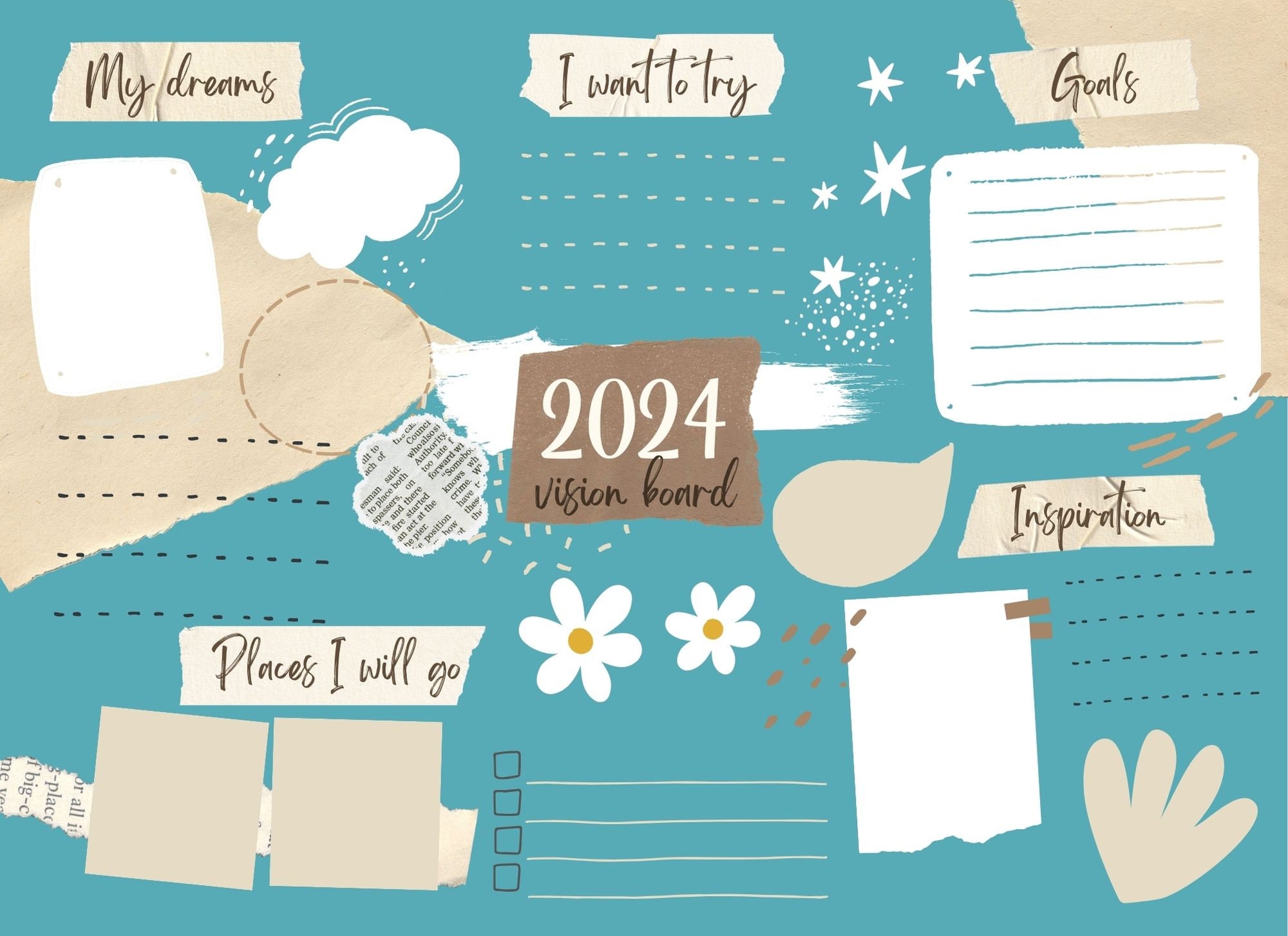 2024 Monthly Habit Tracker, Printable Template,includes Vision Board ...