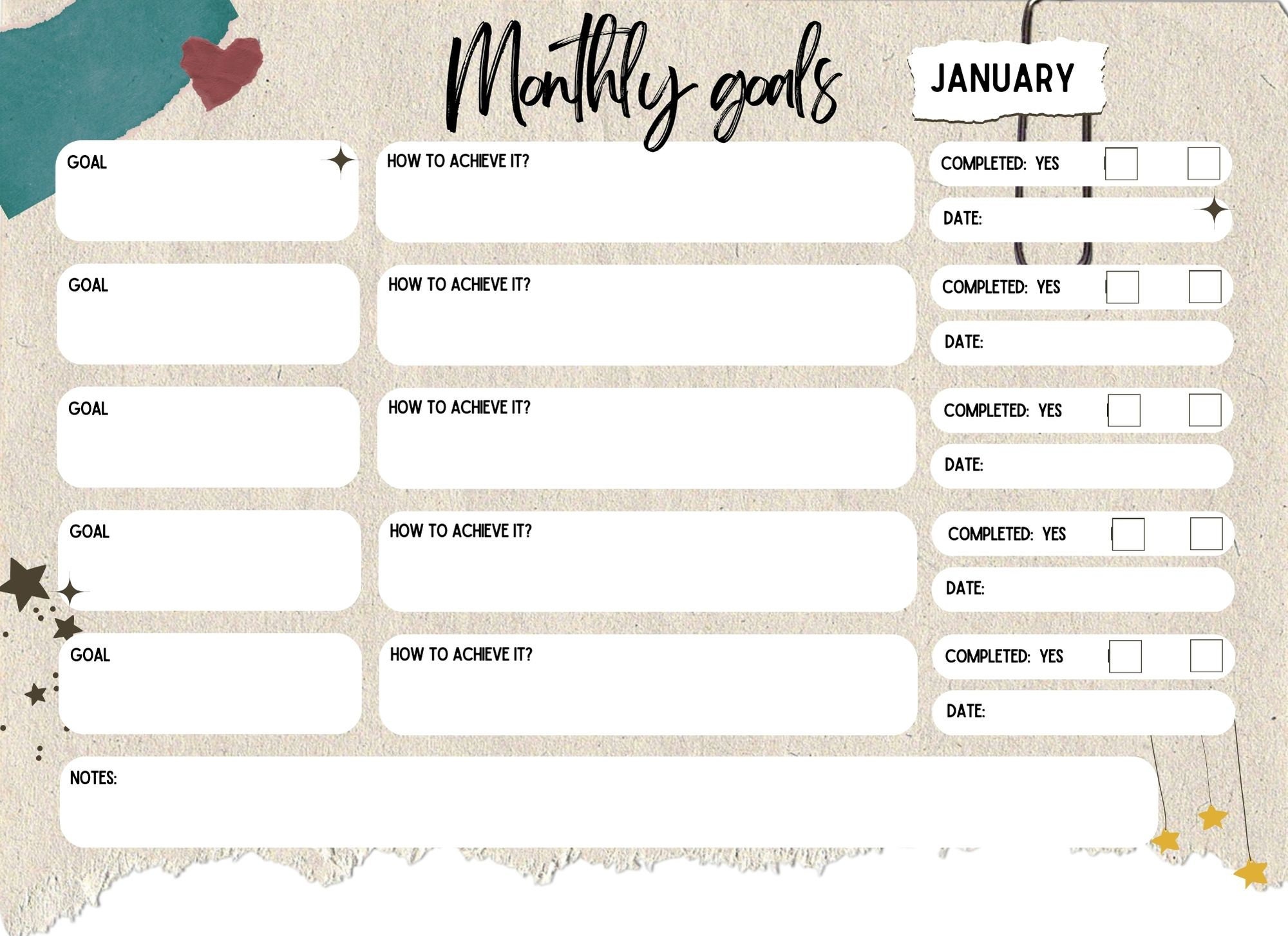 2024 Monthly Habit Tracker, Printable Template,includes Vision Board ...