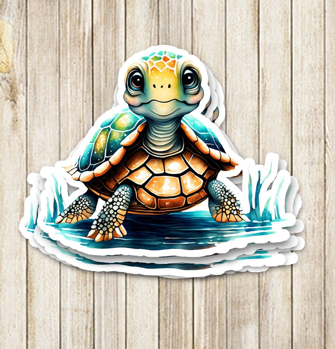 Cute Turtle Sticker, Sea Turtle Decal, Ocean Animals Sticker, Love Sea ...