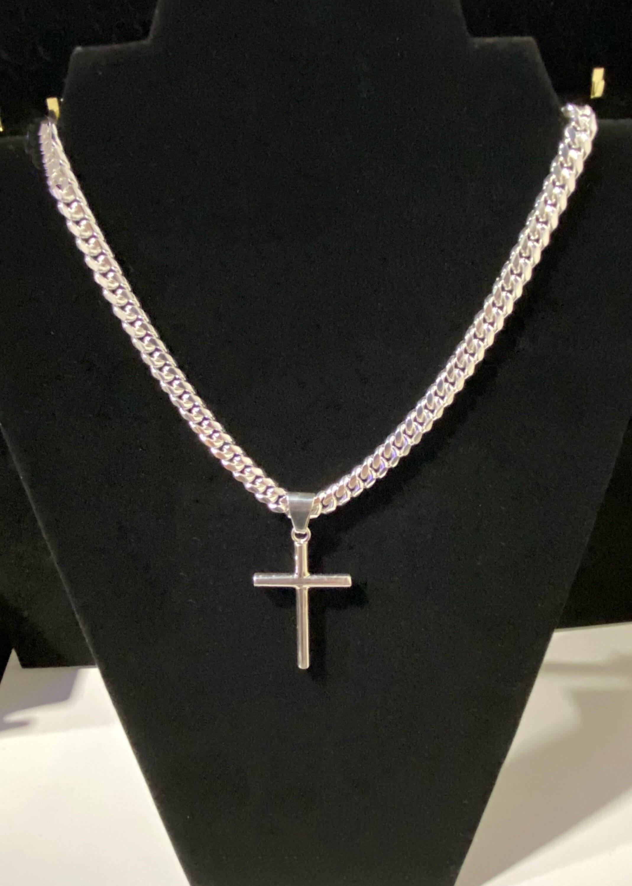 22 Inch Heavy Silver Chain With Cross 9mm - Etsy