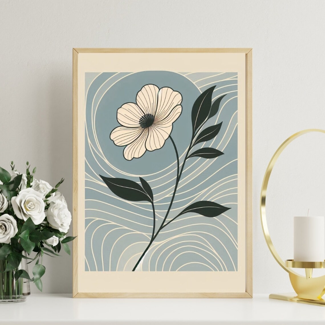 Downloadable and Printable Modern Flower Art Set High-resolution ...