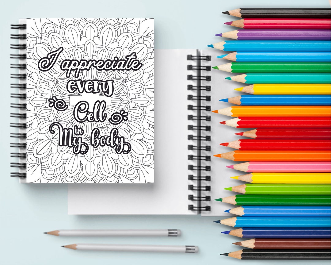 Health Affirmations Coloring Pages, Printable Mandala Art Book ...