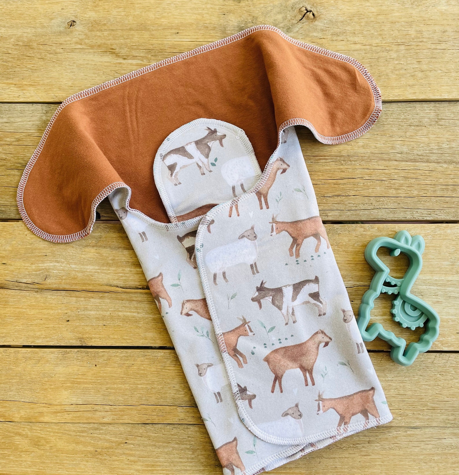 Bamboo Stretchy Preflat Goat and Sheep Farm | Newborn | One Size | OS ...