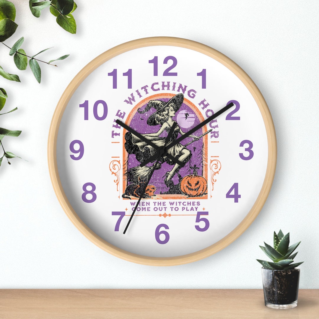 Witchy Wall Clock the Witching Hour Wall Clock Halloween Home Decor ...