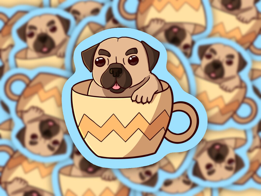 Pug in a Mug Sticker | Teacup Dog | Cute Puppy Sticker - Etsy
