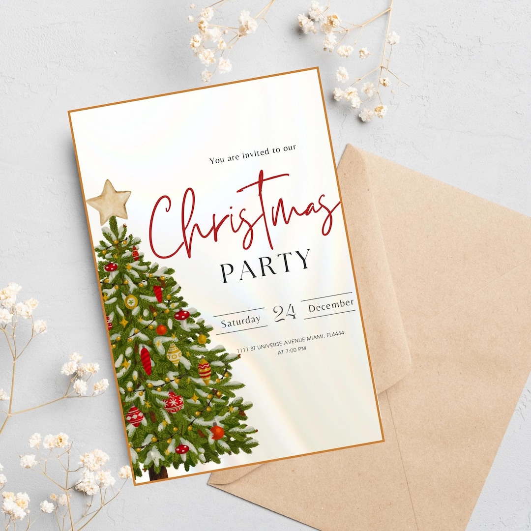 Christmas Invitations Template Editable Digital Invitation - Etsy