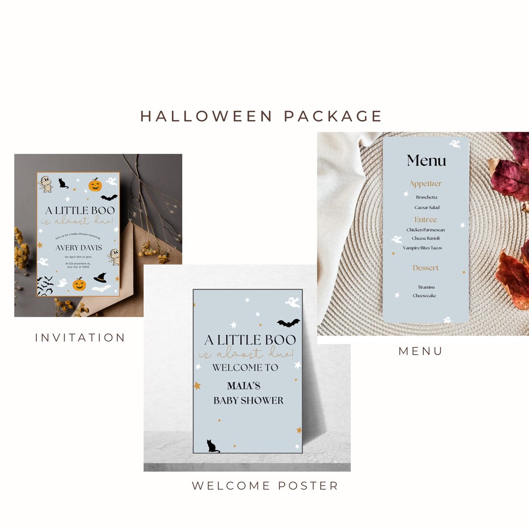 Editable Baby Shower Halloween Party Pack of 3 Baby Shower - Etsy