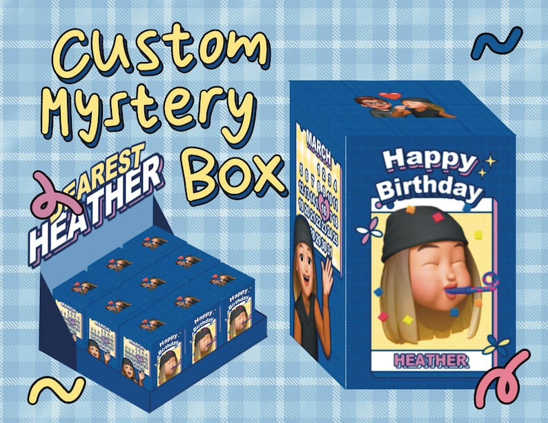 Printable DIY Surprise Blind Box Template Birthday Mystery Box Gift Paper Craft Customize ...
