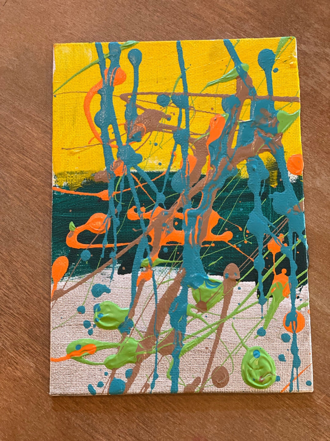 The Colors Go Splat - 5x7 Canvas Painting - Etsy