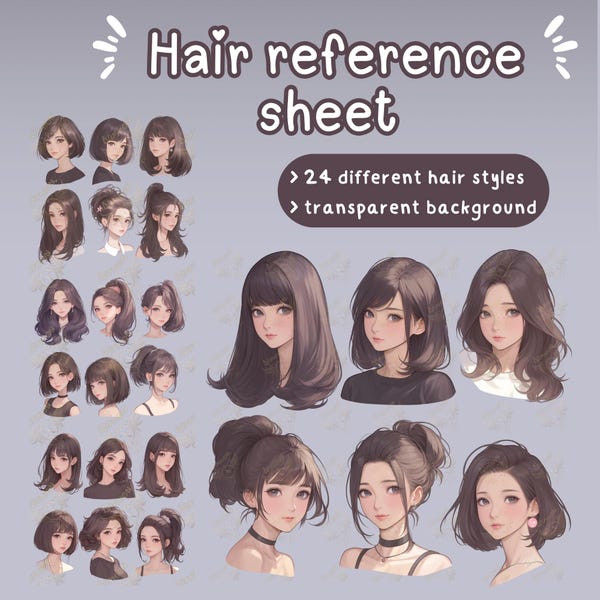 Hairstyles Reference Drawing - Etsy