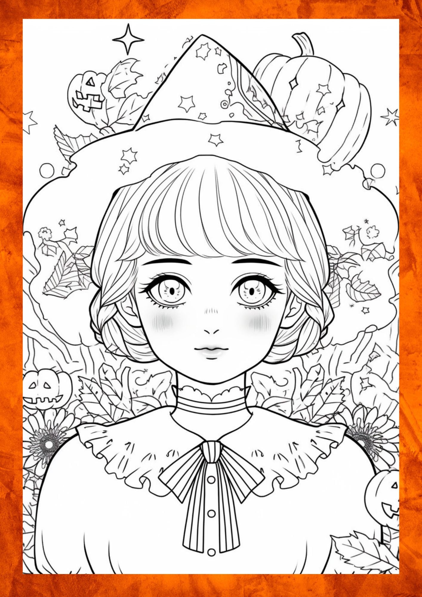 Digital Halloween Themed Manga Coloring Book Coloring Book - Etsy