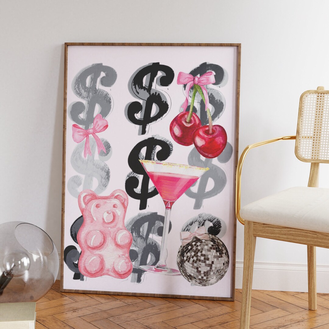 Trendy Money Signs Digital Download Poster Light Pink Background With ...