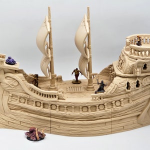 Ship Terrain, Boat, Tabletop Terrain, Gaming Miniature for Dungeons and ...
