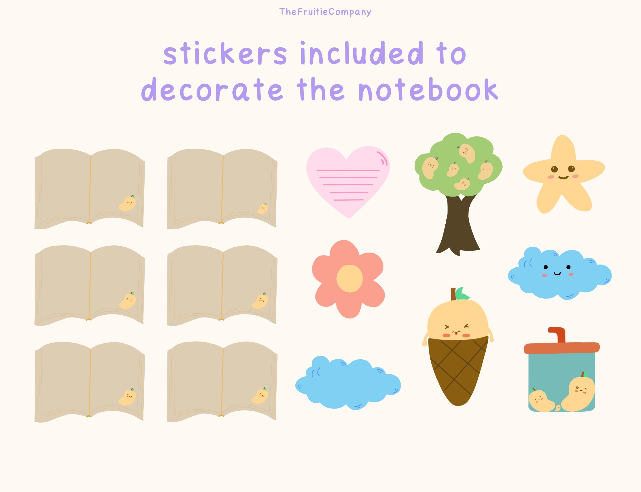 Maggie the Mango Purple Digital Notebook With Tabs, Cute Hyperlinked ...