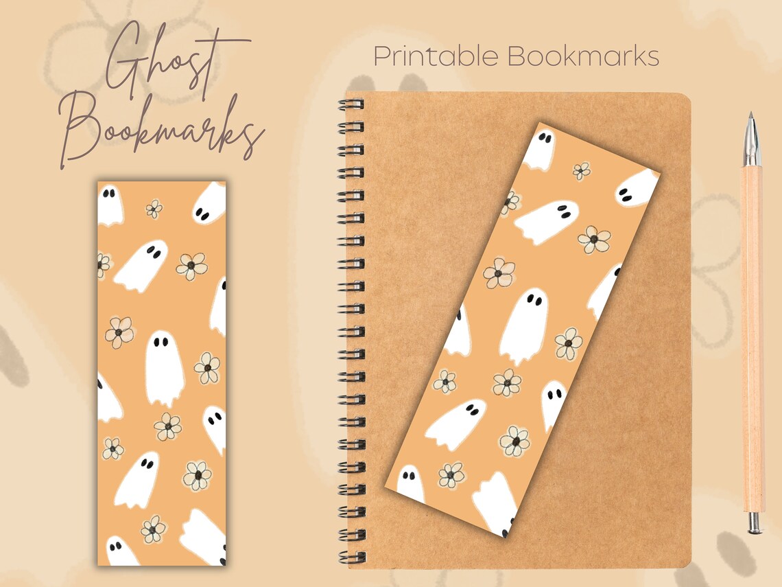 6 Halloween Ghost Bookmarks Printable Bookmarks Cute Boho Halloween ...