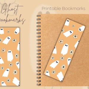 6 Halloween Ghost Bookmarks | Printable Bookmarks | Cute Boho Halloween ...