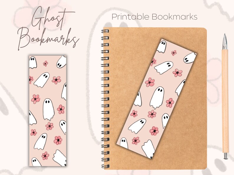 6 Halloween Ghost Bookmarks Printable Bookmarks Cute Boho Halloween ...