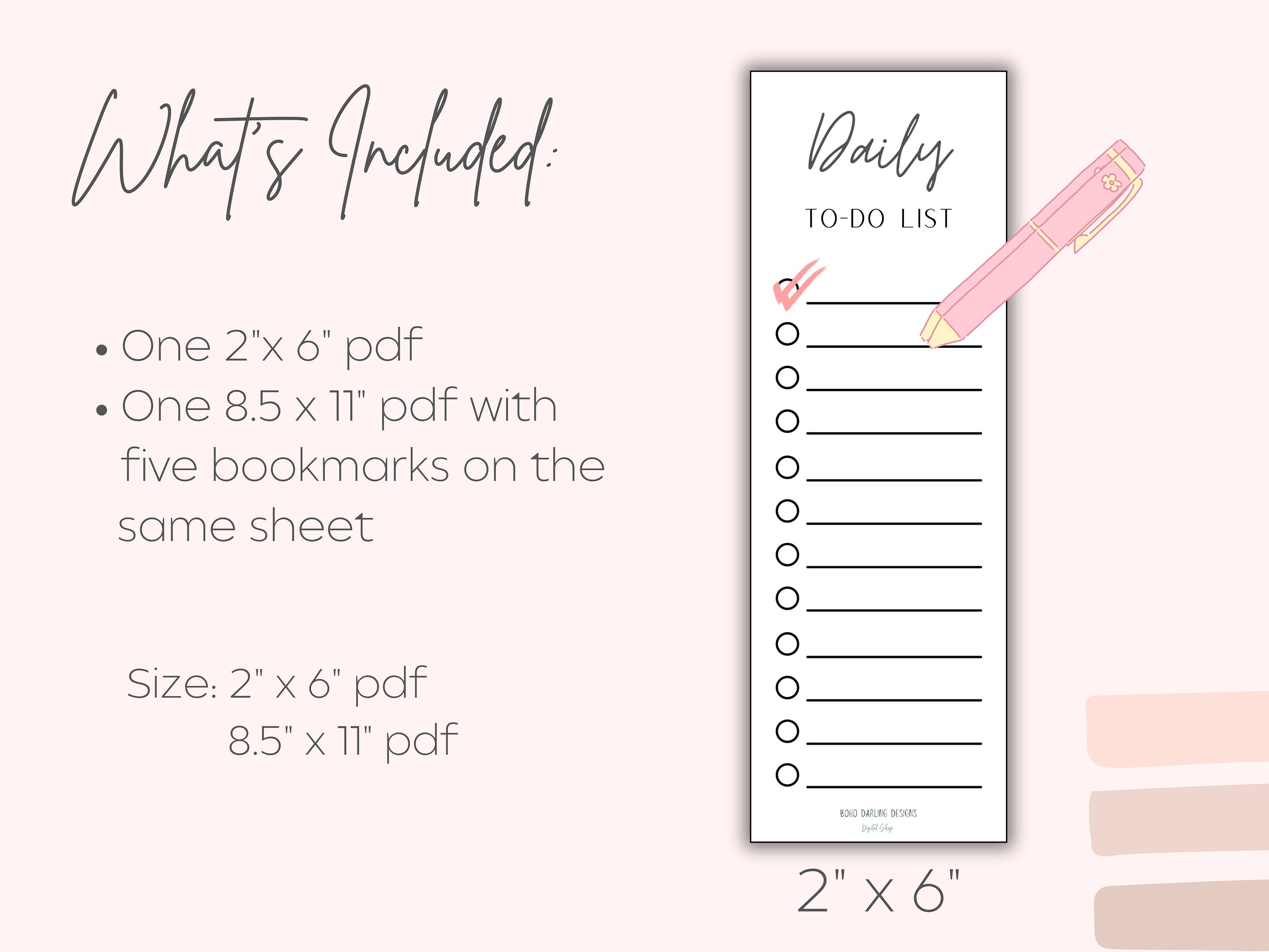 Daily Printable Planner Daily To-do List Bookmark ADHD Daily Planner ...