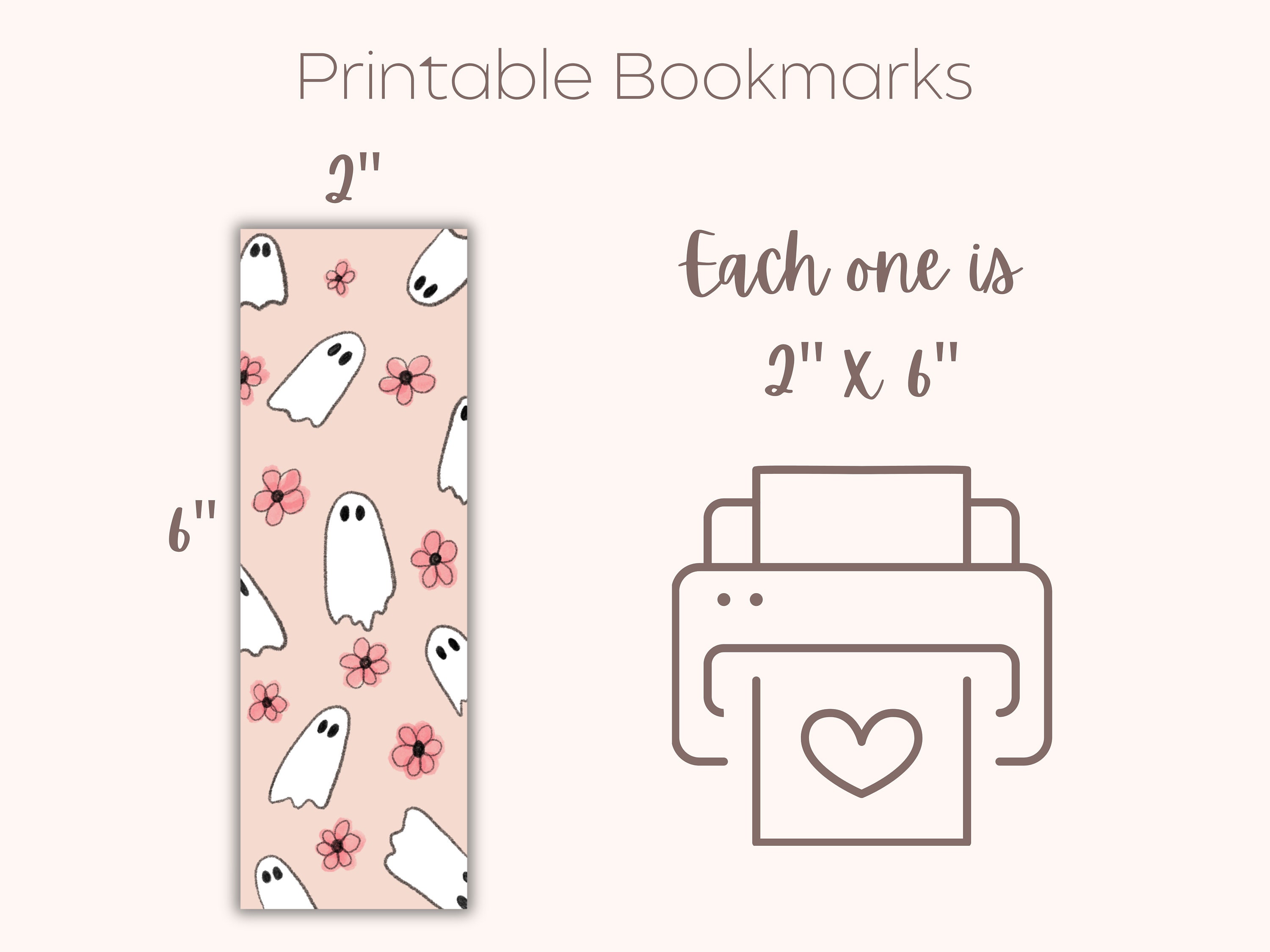 6 Halloween Ghost Bookmarks Printable Bookmarks Cute Boho Halloween ...