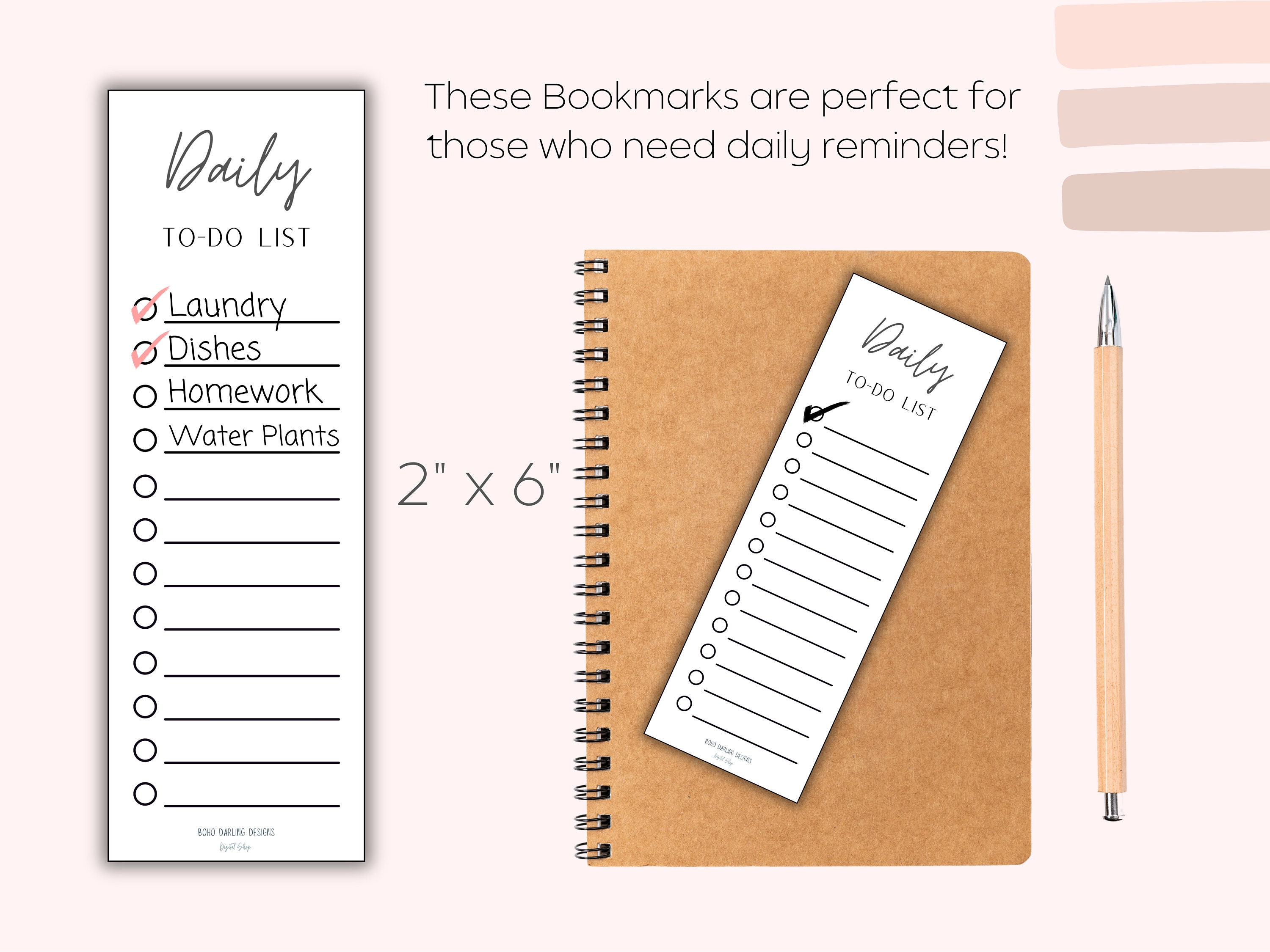 Daily Printable Planner Daily To-do List Bookmark ADHD Daily Planner ...