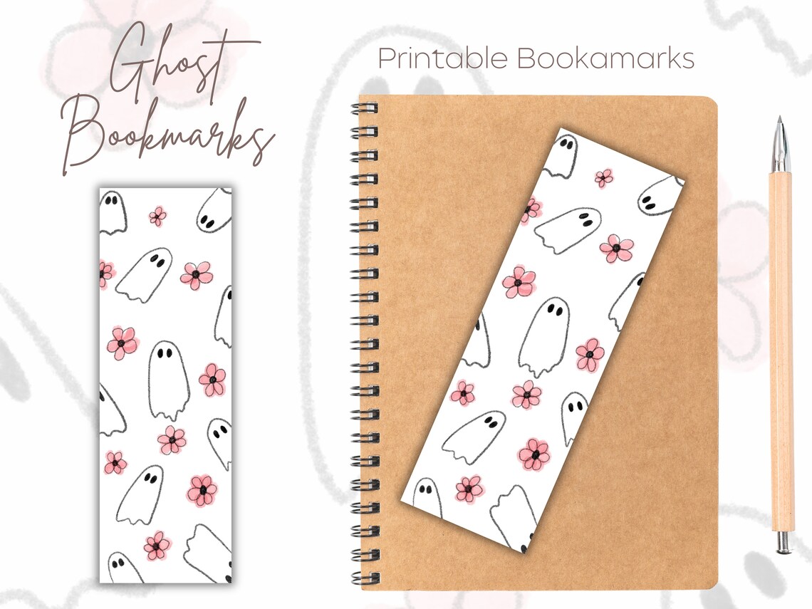6 Halloween Ghost Bookmarks Printable Bookmarks Cute Boho - Etsy