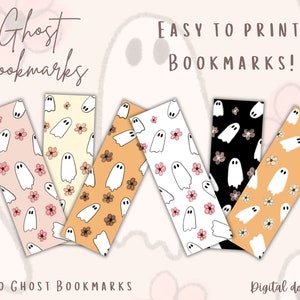 6 Halloween Ghost Bookmarks | Printable Bookmarks | Cute Boho Halloween ...