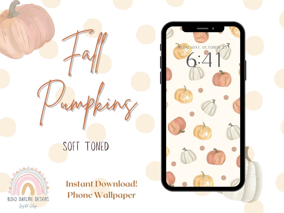 Fall Pumpkins iPhone Wallpaper | Boho Fall Wallpaper | Pumpkin Lock ...