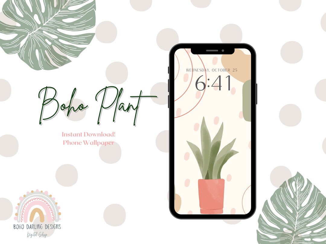 Boho Plant Phone Wallpaper | iPhone Wallpaper | Boho Home Screen ...