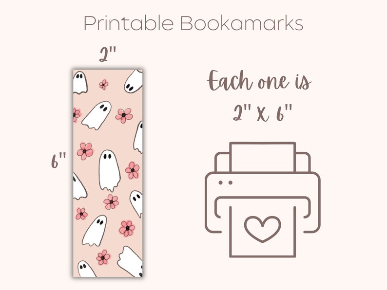 6 Halloween Ghost Bookmarks Printable Bookmarks Cute Boho - Etsy