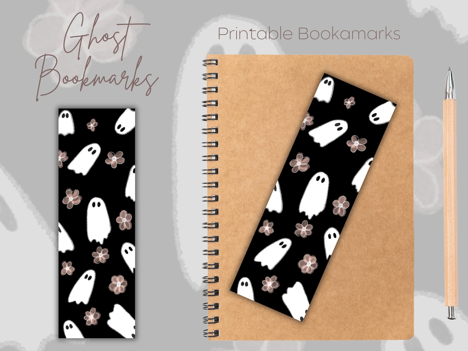 6 Halloween Ghost Bookmarks Printable Bookmarks Cute Boho - Etsy