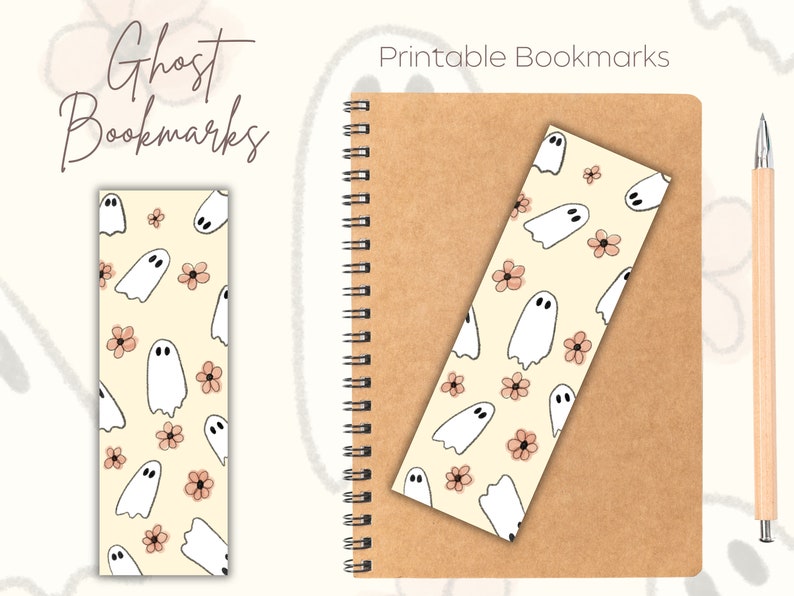 6 Halloween Ghost Bookmarks Printable Bookmarks Cute Boho Halloween ...