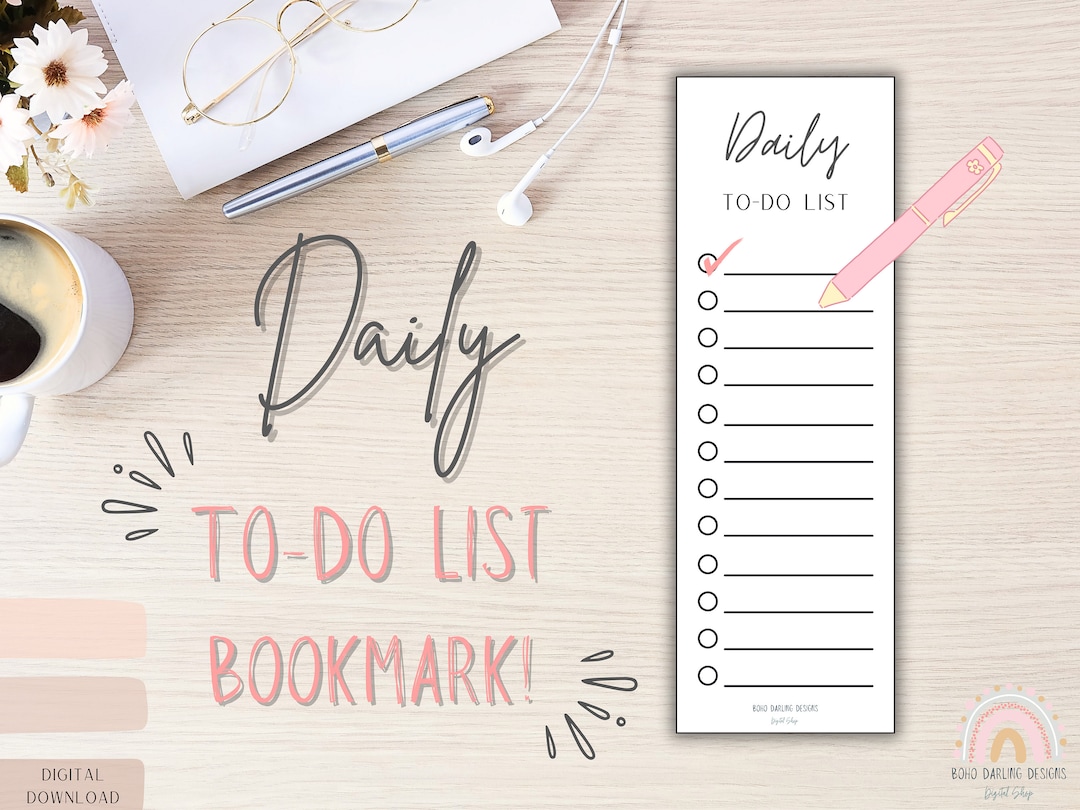 Daily Printable Planner Daily To-do List Bookmark ADHD Daily Planner ...