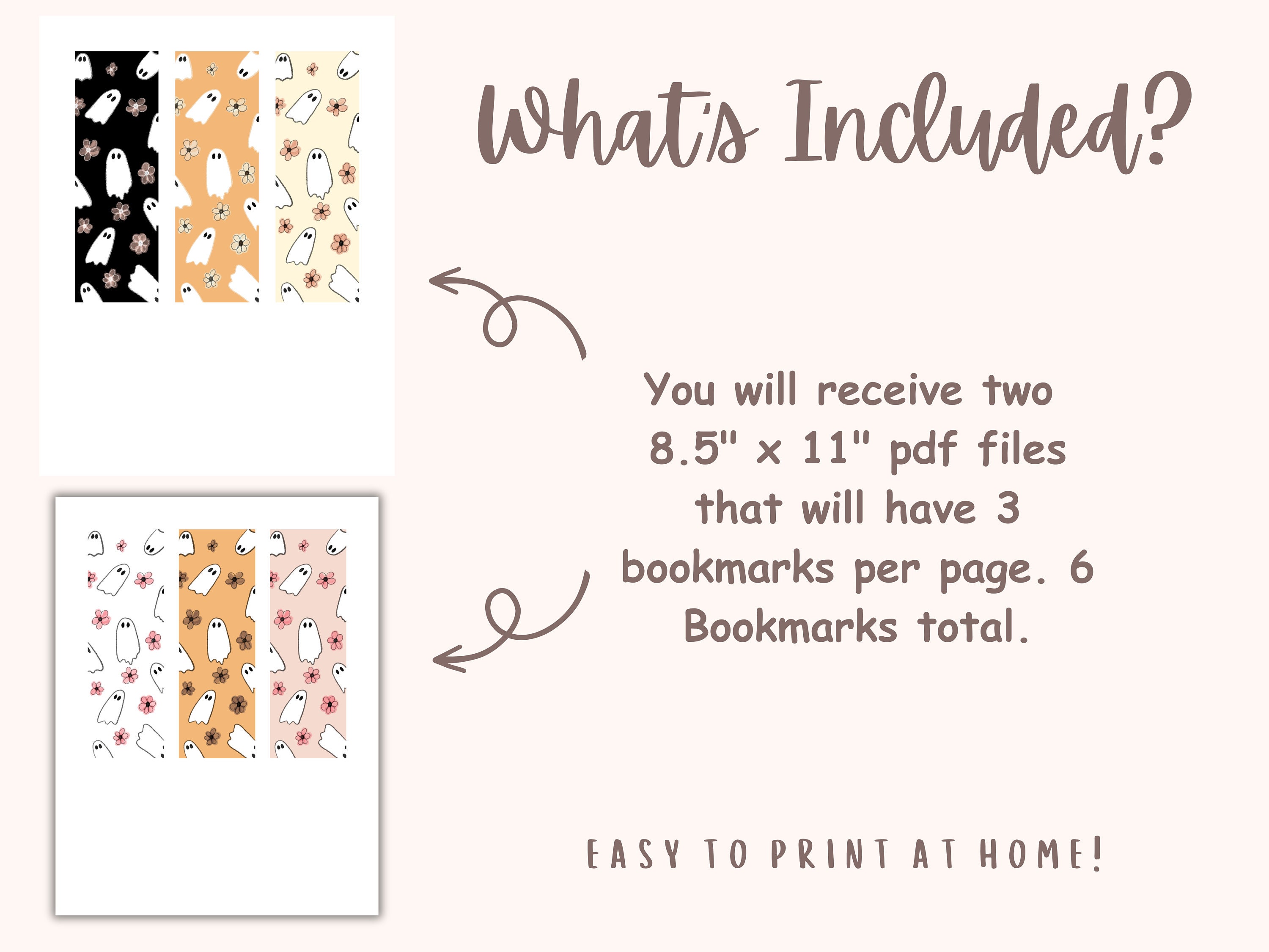 6 Halloween Ghost Bookmarks | Printable Bookmarks | Cute Boho Halloween ...