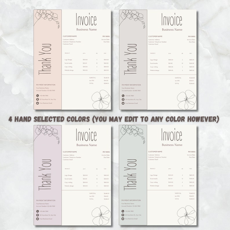 Invoice Template for Small Business Invoice Template Customizable ...