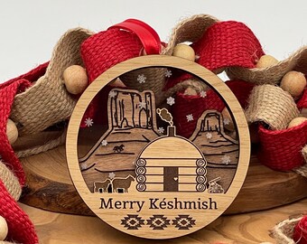 Navajo Merry Christmas Ornament / Yá’át’ééh Késhmish Ornament / Navajo ...