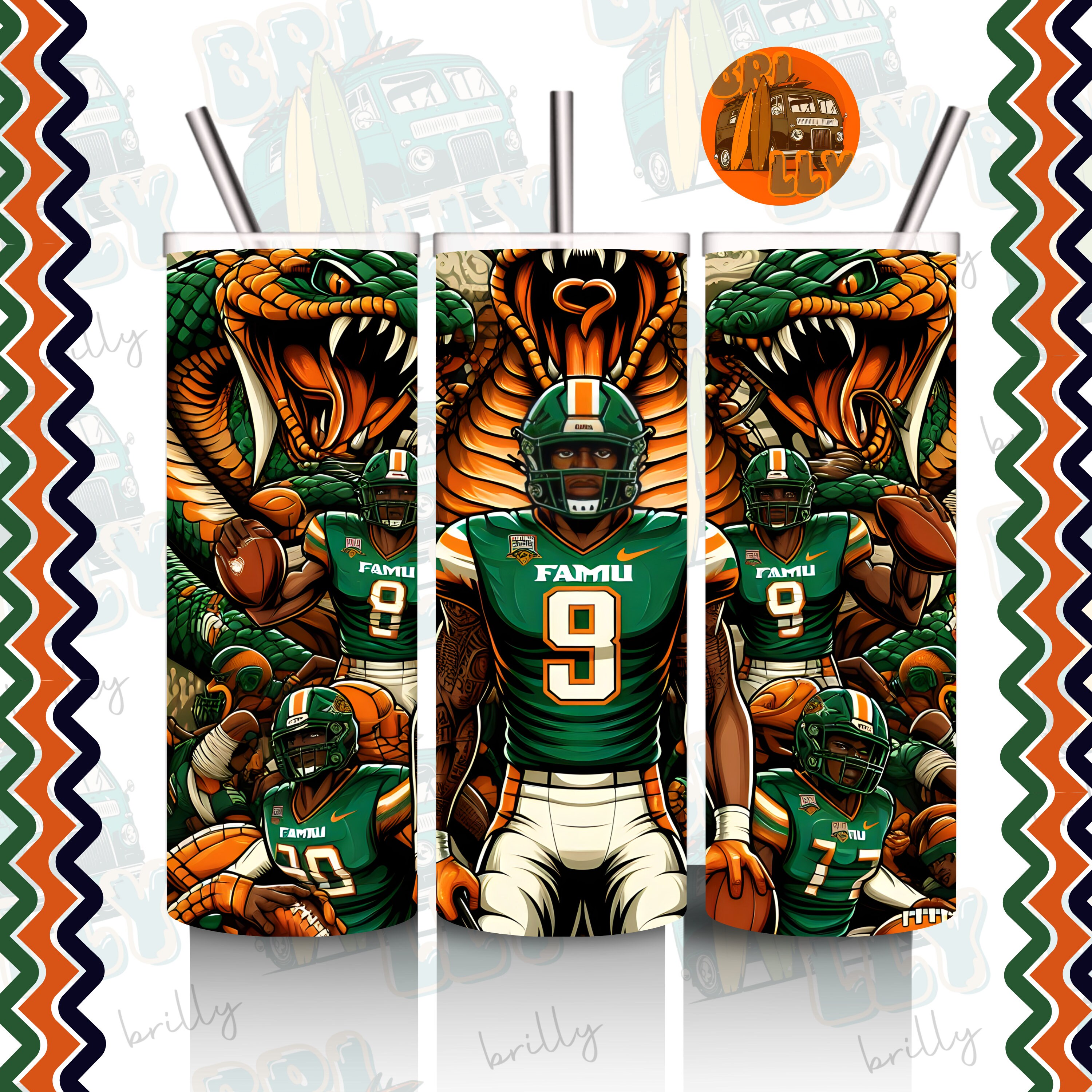 HBCU FAMU Famu Tumbler Wrap 20oz Tumbler Football Team Support Files ...