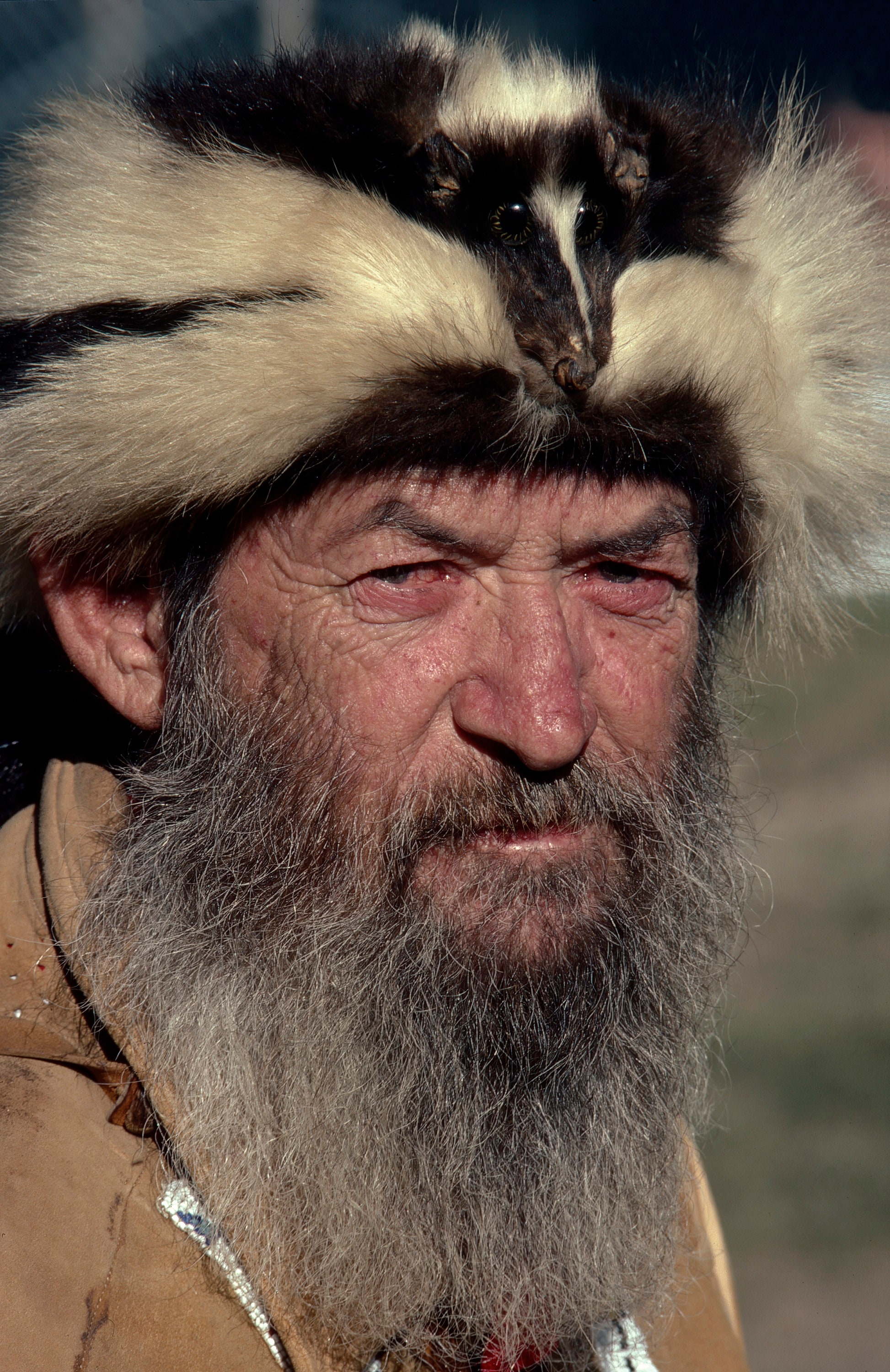 Mountain Man With Skunk Hat Vintage Face Photo Wall Art Cards Posters ...