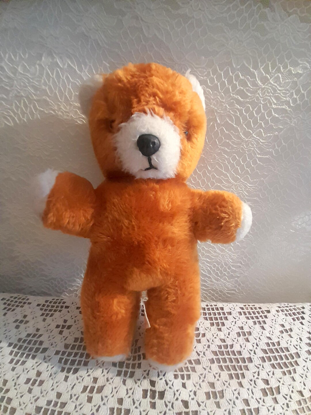 Vintage Beige Teddy Bear With Glass Eyes - Etsy